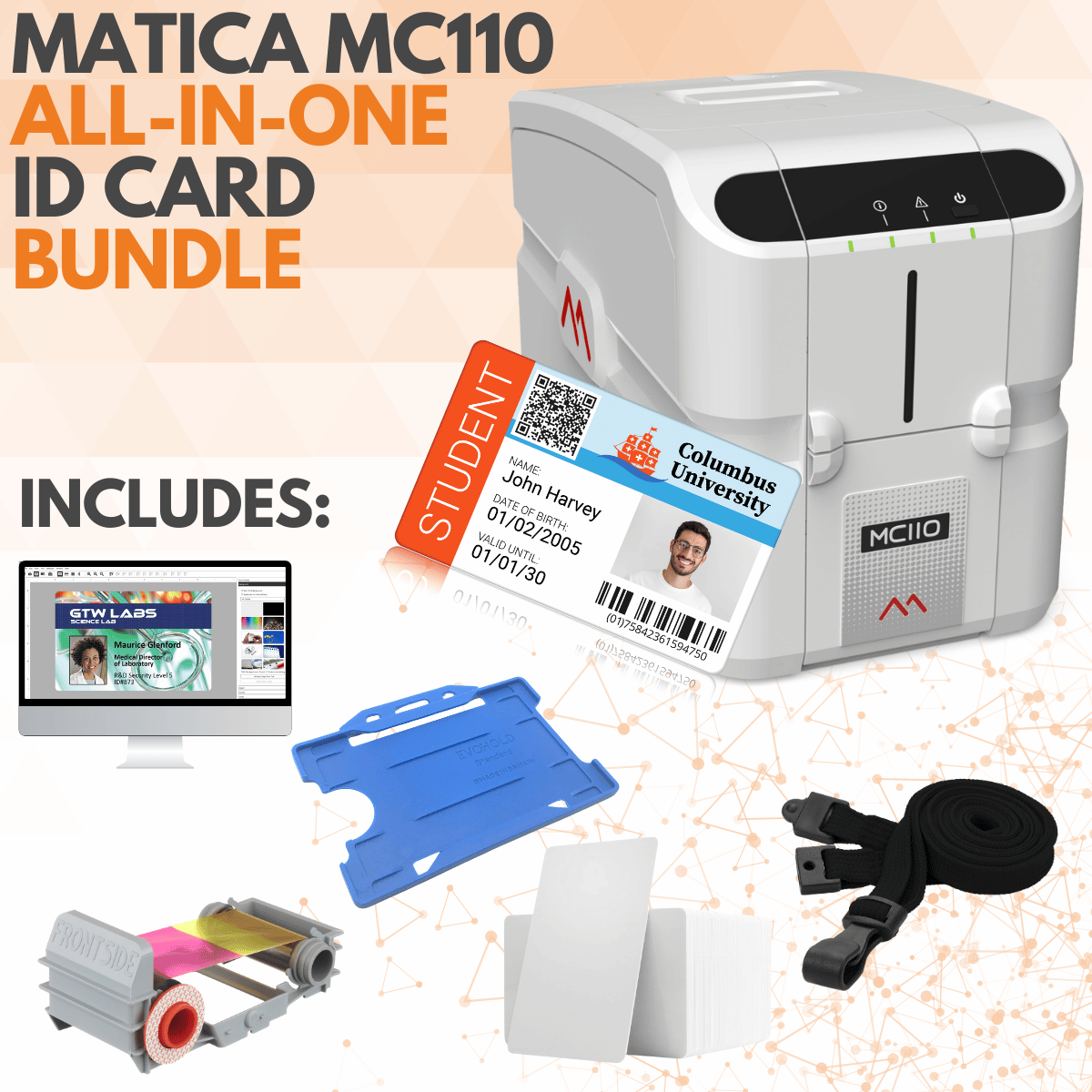 Entry Level ID Card Printing Bundle / Matica MC110 | Dual Sided ...